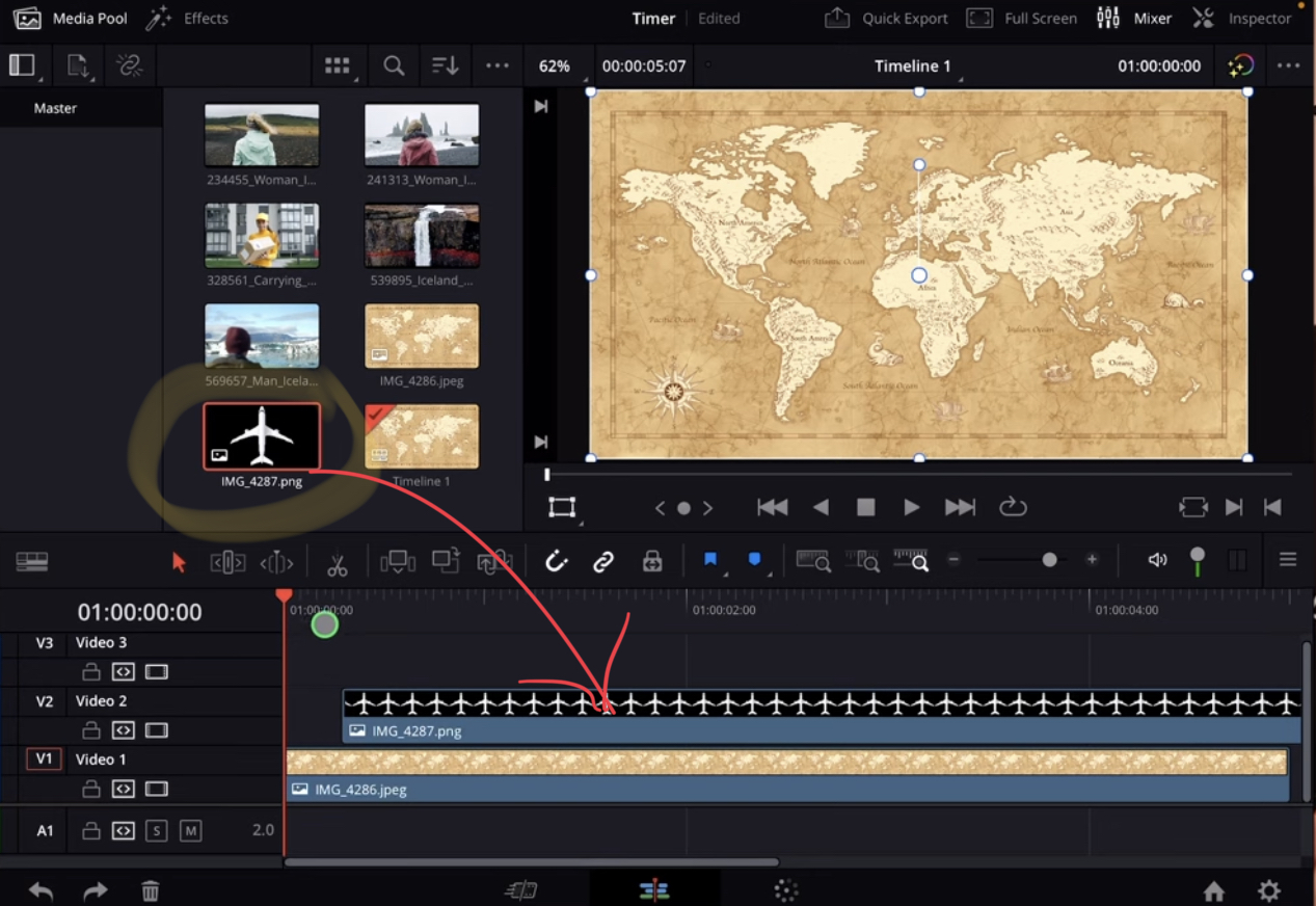 How To Create simple AIRPLANE MAP Animation in DaVinci Resolve iPad